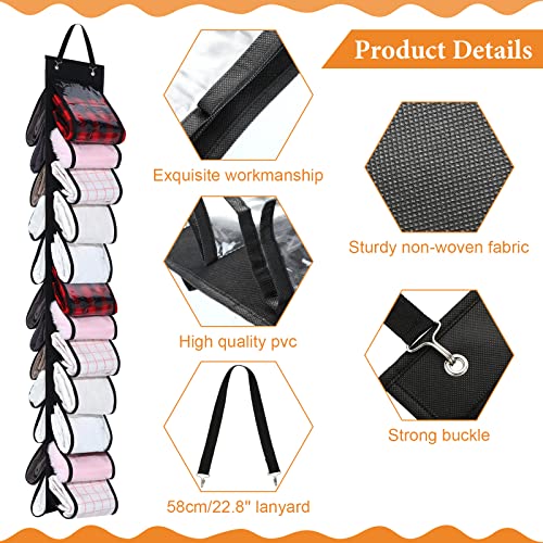 2 Pcs Yoga Legging Storage Space Saving Bag Storage Hanger Foldable Bags Organizer Hanging Closet Organizer Portable Purse Holder with 24 Roll Independent Compartments for Rolls Clothes Jeans, Black