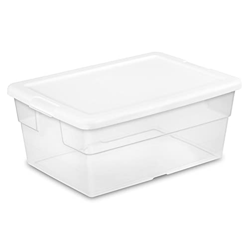 Sterilite 16 Quart Stackable Clear Plastic Storage Tote Container with Opaque Latching Lid for Home and Office Organization, Clear (36 Pack)