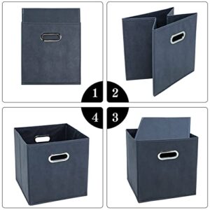 STOREONE Fabric Storage Bins Cubes Baskets Organizers-(11X11X11) with Dual Handles for Shelf Closet, Bedroom Drawers Containers , Foldable Set of 2 (Grey)