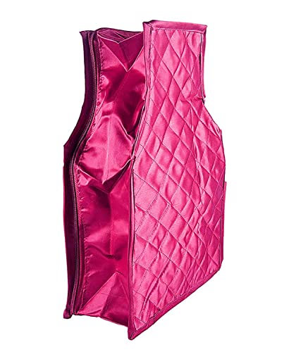 atorakushon 6 Piece Fabric Satin Blouse Cover Clothes Storage Bag Set With Transparent Window Wardrobe Garments Organizers (Pink)