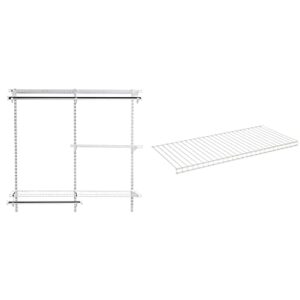 rubbermaid configurations classic closet kit, white, 3-6 ft. & configurations 26'' shelving kit, set of 2 shelves, white, expandable, closet, storage room, laundry room, garage organization