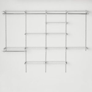 Rubbermaid Configurations Classic Closet Kit, White, 3-6 Ft. & Configurations 26'' Shelving Kit, Set of 2 Shelves, White, Expandable, Closet, Storage Room, Laundry Room, Garage Organization