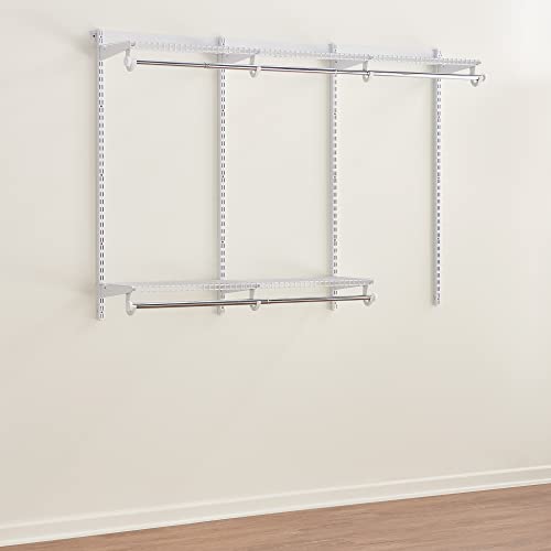 Rubbermaid Configurations Classic Closet Kit, White, 3-6 Ft. & Configurations 26'' Shelving Kit, Set of 2 Shelves, White, Expandable, Closet, Storage Room, Laundry Room, Garage Organization