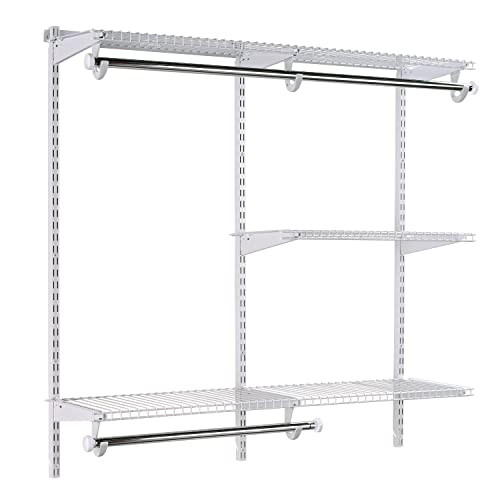 Rubbermaid Configurations Classic Closet Kit, White, 3-6 Ft. & Configurations 26'' Shelving Kit, Set of 2 Shelves, White, Expandable, Closet, Storage Room, Laundry Room, Garage Organization