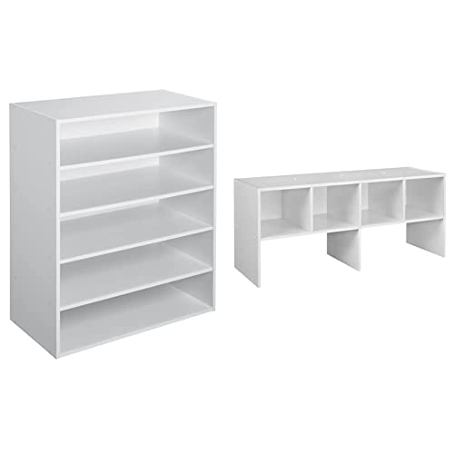 ClosetMaid 1565 Stackable 5-Shelf Organizer, White & 5062 All-Purpose Organizer, White