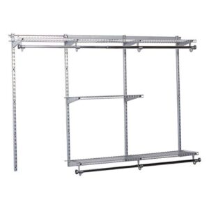 rubbermaid configurations 3-6 feet expandable hanging and shelf space custom diy closet organizer kit, titanium (2 pack)