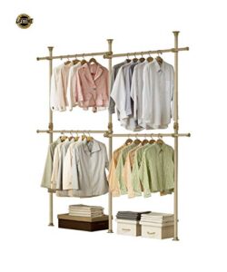 prince hanger, premium wood double 2 tier hanger, clothing rack, closet organizer, wood color, sturdy, phus-1032, made in korea