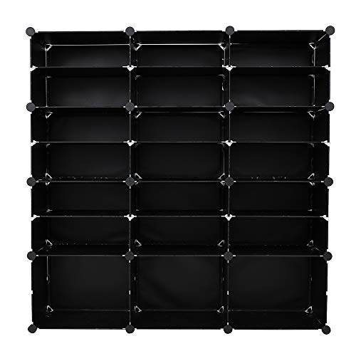 VINGLI Shoe Rack, Cube DIY Plastic Storage Organizer, Modular Closet Cabinet with Doors (48"x12"x48")