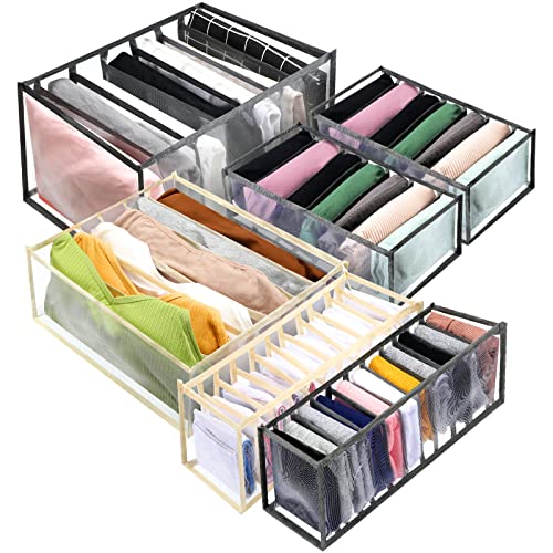 6 Pieces Wardrobe Clothes Organizer Folded Clothes Organizer Mesh Clothes Organizer Drawers Visible Pants Container Small Cloth Organizer Washable Pants Organizer for Drawer Bedroom Dorm Supplies