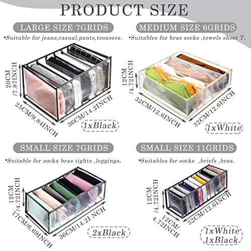 6 Pieces Wardrobe Clothes Organizer Folded Clothes Organizer Mesh Clothes Organizer Drawers Visible Pants Container Small Cloth Organizer Washable Pants Organizer for Drawer Bedroom Dorm Supplies