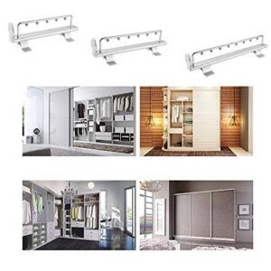 KUOTIAN Silver Metal Closet Valet Rod, Heavy Duty Retractable Clothes Rack for Closet 12.2 to 18 inch (6 Balls)