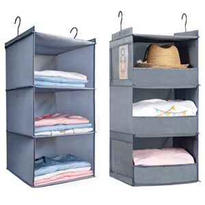 donyeco bundles of 3-shelf hanging oxford closet organizers and storage & 3-shelf hanging closet organizers and storage with 4 side-pockets