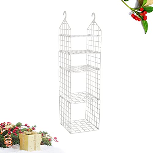 ARTIBETTER Closet Organizer 4 Tier Foldable Hanging Closet Organizers Collapsible Wardrobe Shelves Plastic Storage Basket for Hat Clothing Sweaters Towels Pajamas Storage Shelves