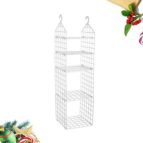 ARTIBETTER Closet Organizer 4 Tier Foldable Hanging Closet Organizers Collapsible Wardrobe Shelves Plastic Storage Basket for Hat Clothing Sweaters Towels Pajamas Storage Shelves