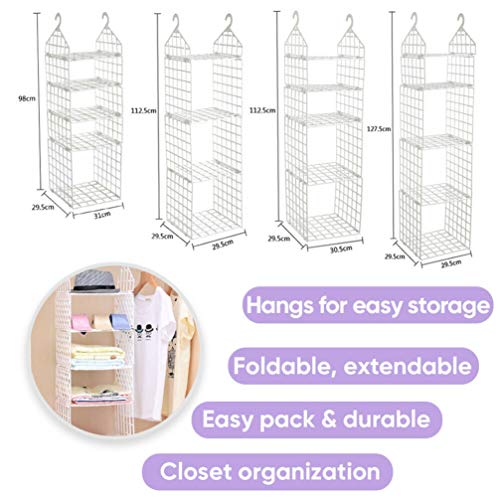 ARTIBETTER Closet Organizer 4 Tier Foldable Hanging Closet Organizers Collapsible Wardrobe Shelves Plastic Storage Basket for Hat Clothing Sweaters Towels Pajamas Storage Shelves