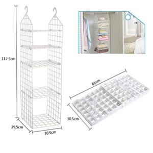 ARTIBETTER Closet Organizer 4 Tier Foldable Hanging Closet Organizers Collapsible Wardrobe Shelves Plastic Storage Basket for Hat Clothing Sweaters Towels Pajamas Storage Shelves