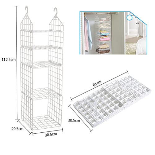 ARTIBETTER Closet Organizer 4 Tier Foldable Hanging Closet Organizers Collapsible Wardrobe Shelves Plastic Storage Basket for Hat Clothing Sweaters Towels Pajamas Storage Shelves