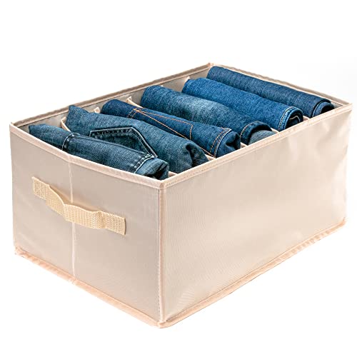 NEATR Clothes Organizer for Folded Clothes, 2 Pieces, Upgraded Wardrobe Clothing, Foldable Pants Closet, Clothing & Storage Jeans, t-shirt, Beige