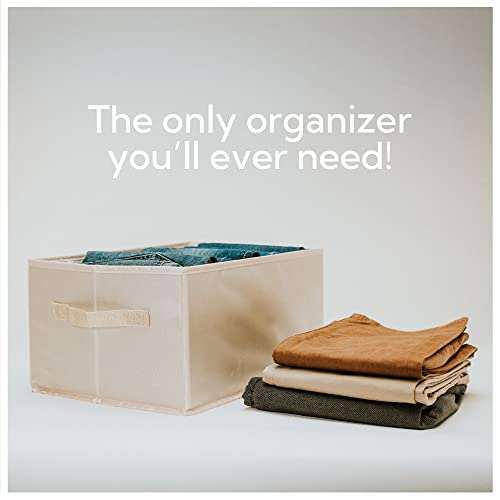 NEATR Clothes Organizer for Folded Clothes, 2 Pieces, Upgraded Wardrobe Clothing, Foldable Pants Closet, Clothing & Storage Jeans, t-shirt, Beige