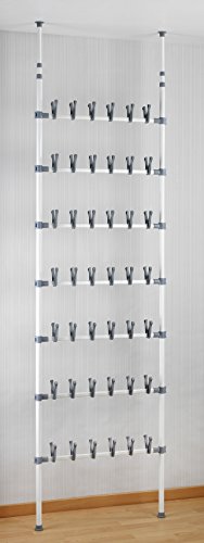 WENKO Telescopic Atlas Free Rack, Organizer, Storage, Shelf, Shoe Stand (W x H x D): 26.97 x 39.37-118.11 x 3.35 in, White, Dimensions (W x H x