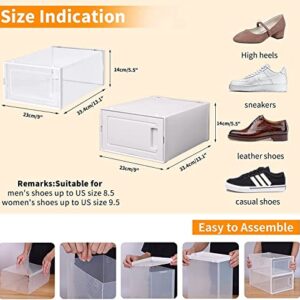 WAYTRIM 15 Pack Stackable Storage Shoe Box, Foldable 6 Clear and 9 White Sneaker Storage Box Dorp Front Shoe Container Organizer Sneaker Storage Drawer Fit to Women Size 12