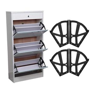 4Pcs/Set Shoes Drawer Hinge Home Furniture Cabinet Hinge Flip Plate Frame Turning Rack Accessory Household Shoe Organizer for Bedroom Living Room