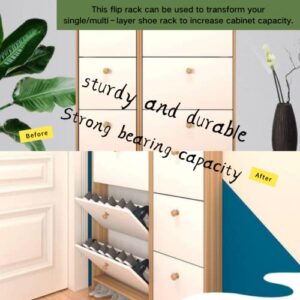 4Pcs/Set Shoes Drawer Hinge Home Furniture Cabinet Hinge Flip Plate Frame Turning Rack Accessory Household Shoe Organizer for Bedroom Living Room