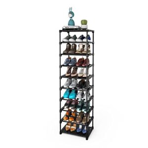 dorub 10-tier shoe rack storage organizer, sturdy metal shoe rack, tall narrow standing shoe shelf,for entryway, hallway, cloakroom, garage, dormitory,walk-in closets and living room