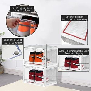 Shoe Boxes Shoe Containers Shoe Organizer for Closet, Shoe Storage Boxes Clear Shoe Boxes Stackable Large Shoe Storage Boxes with Hard Plastic Shoe Boxes Stackable, Clear Shoe Box As your boot & Shoe Boxes Drop Front Shoe Box 12 Pack (WAW12)