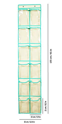 ANIZER Over The Door Shoe Organizer Hanging Narrow Closet Door Shoe Storage Large Clear Pockets Chart (12 POCKETS)