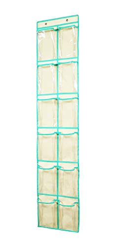 ANIZER Over The Door Shoe Organizer Hanging Narrow Closet Door Shoe Storage Large Clear Pockets Chart (12 POCKETS)