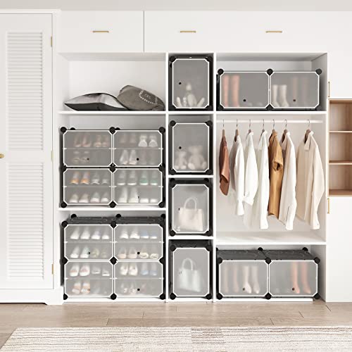 Plzlove Shoe Rack, 8 Tiers Shoe Storage 32 Pairs Shoe Storage Cabinet, Shoe Rack Organizer for Closet, Entryway, Hallway, Bedroom, Shoe Shelf Cabinet with Doors