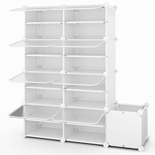 Plzlove Shoe Rack, 8 Tiers Shoe Storage 32 Pairs Shoe Storage Cabinet, Shoe Rack Organizer for Closet, Entryway, Hallway, Bedroom, Shoe Shelf Cabinet with Doors