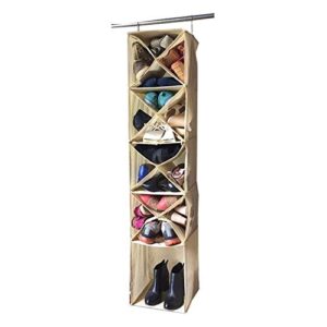 shonpy home storage shoe hanging organizer closet household foldable (beige)