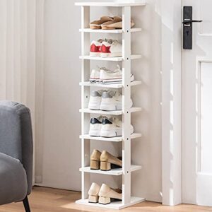 youdenova 7 tiers vertical shoe rack, wooden shoe storage stand, space saving vertical shoe organizer, entryway shoes tower, modern shoe rack organizer