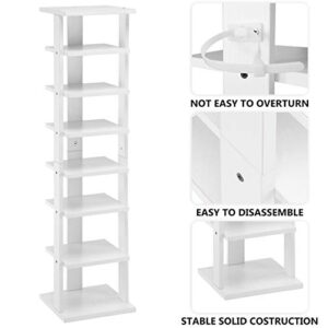 YOUDENOVA 7 Tiers Vertical Shoe Rack, Wooden Shoe Storage Stand, Space Saving Vertical Shoe Organizer, Entryway Shoes Tower, Modern Shoe Rack Organizer