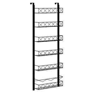 pilavaloo 6-tier over the door pantry organizer with hooks, adjustable hanging door spice rack, hanging door shelf for canned goods storage or bedroom bathroom beauty supplies organizing