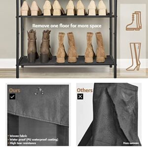 TUTOTAK Shoe Rack 7 Tier, Narrow Shoe Organizer for Closet Entryway, with 6 Fabric Shelves and Top for Bags, Shoe Shelf, Steel Frame, Industrial, Rustic Brown and Black SR01BB023