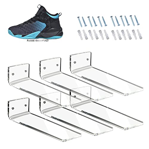 Acrylic Floating Shoe Display Shelves, Floating Shoe Display Shelf, Clear Acrylic Floating Shoe Display Stands Sneaker Shelves Wall Mounted, Acrylic Shoe Shelf, Floating Shoe Shelf for Wall Set of 6