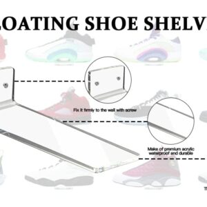 Acrylic Floating Shoe Display Shelves, Floating Shoe Display Shelf, Clear Acrylic Floating Shoe Display Stands Sneaker Shelves Wall Mounted, Acrylic Shoe Shelf, Floating Shoe Shelf for Wall Set of 6