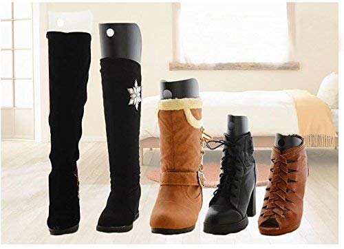 ericotry 2 Pairs Of Black Plastic Lengthening And Shaping Shoes High And Short Boots Automatic Support Shaping Shoes Tree Insertion Knee High Shoes Thigh Boots For Women And Girls(14inch)