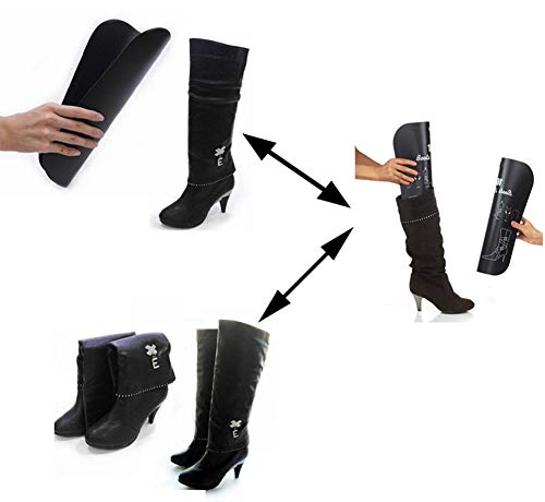 ericotry 2 Pairs Of Black Plastic Lengthening And Shaping Shoes High And Short Boots Automatic Support Shaping Shoes Tree Insertion Knee High Shoes Thigh Boots For Women And Girls(14inch)