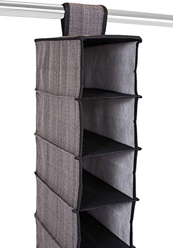 Internet's Best 10 Tier Hanging Shoe Organizer - Narrow Shelf Closet Shoe Rack - Footwear Storage - Grey