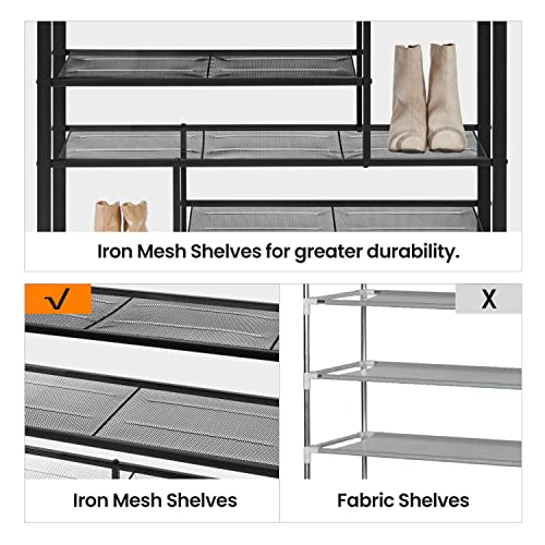 Yaheetech Shoe Rack with Storage Box, Multi-Layer Shoe Storage Cabinet, Industrial Shoe Organizer with Storage Shelves and Wood Top for Hallway, Entryway, Rustic Brown