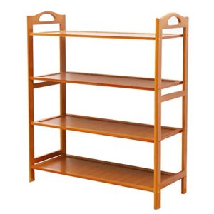 yuhuawyh sanpon bamboo shoe rack 4 tier shoe organizer for closet entryway shoe rack free standing shoe shelf flat brown