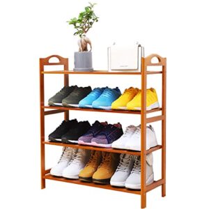 YUHUAWYH SANPON Bamboo Shoe Rack 4 Tier Shoe Organizer for Closet Entryway Shoe Rack Free Standing Shoe Shelf Flat Brown