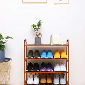 YUHUAWYH SANPON Bamboo Shoe Rack 4 Tier Shoe Organizer for Closet Entryway Shoe Rack Free Standing Shoe Shelf Flat Brown