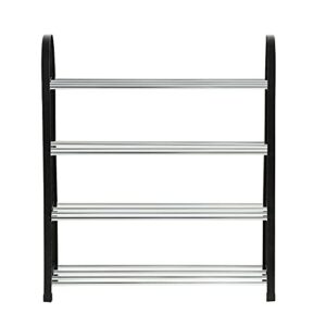 okjhfd 3 tier aluminum shoe rack standing shoe organizer shoe storage cabinet entryway bathroom hallway living room (black)(size 4)