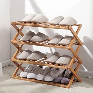 Koolouispoper Shoe Rack 3/4 Tier Folding Multifunctional Storage Organizer Bamboo Shoe Shelf Simple Household Economical Shelf (3 Layers)