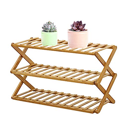 Koolouispoper Shoe Rack 3/4 Tier Folding Multifunctional Storage Organizer Bamboo Shoe Shelf Simple Household Economical Shelf (3 Layers)